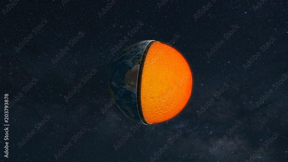 Core of the Earth with inner geological structure and layers of the ...