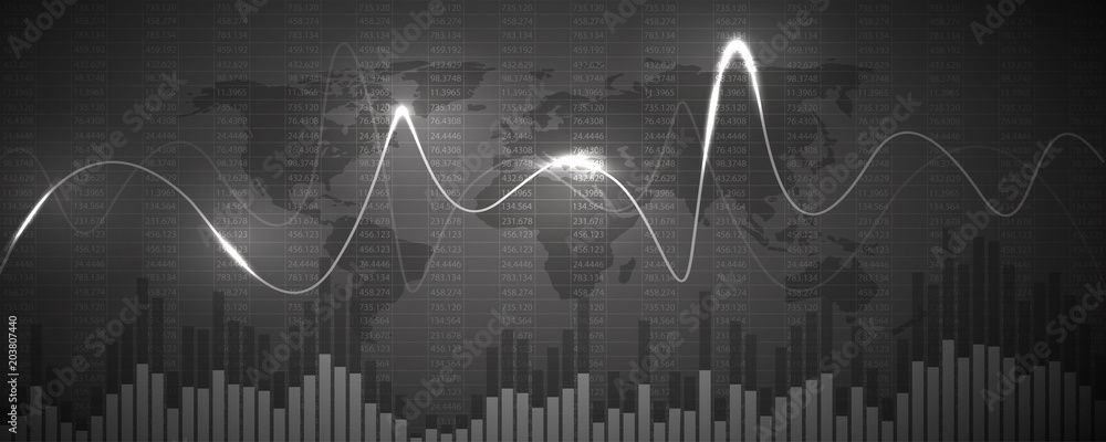 Financial data graph chart, vector illustration. Abstract background ...
