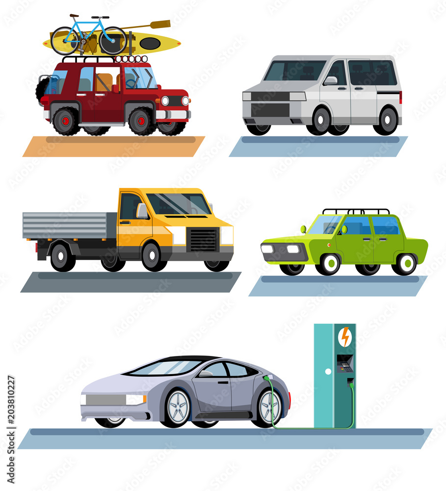 Set cars. Kit cars. Passenger car. SUV. Family minivan. Flatbed truck ...