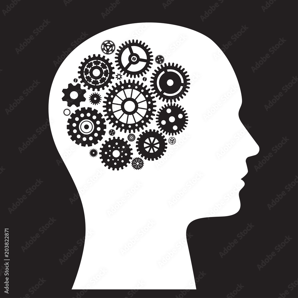 Human brain machine with wheel collections Stock Vector | Adobe Stock