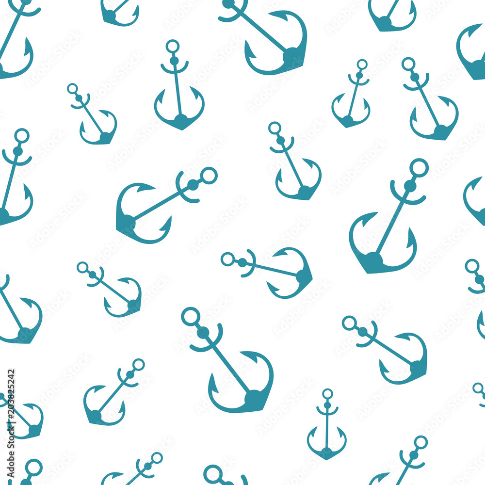 Simple graphic seamless pattern of marine themes. Anchor of ship ...
