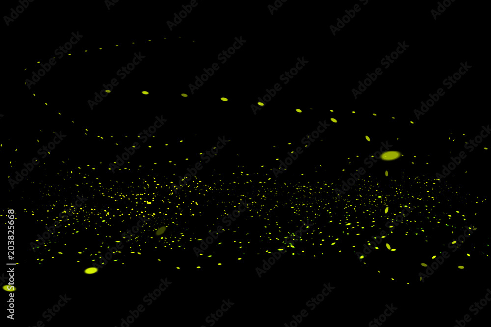 Firefly, lightning bugs on black background Stock Photo | Adobe Stock