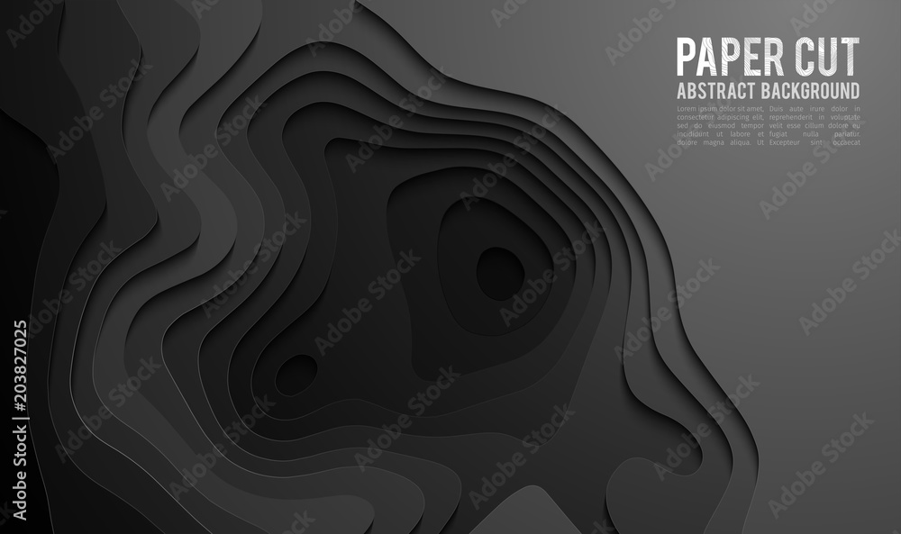 Paper cut banner concept. Paper carve black background for card poster ...