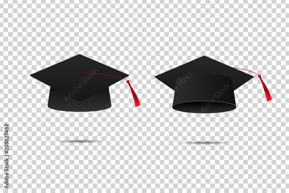 Vector realistic isolated graduation cap for decoration and covering on ...
