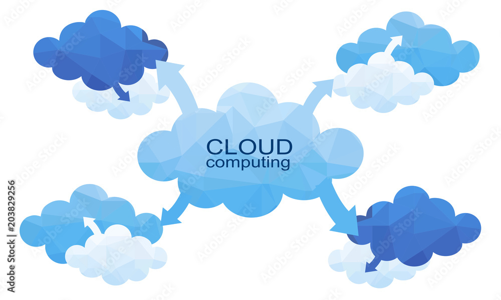 Cloud Computing Design Concept with Polygon. Technology Background. Vector graphic illustration ...