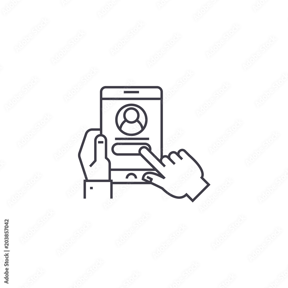 user authorization vector line icon, sign, illustration on white ...