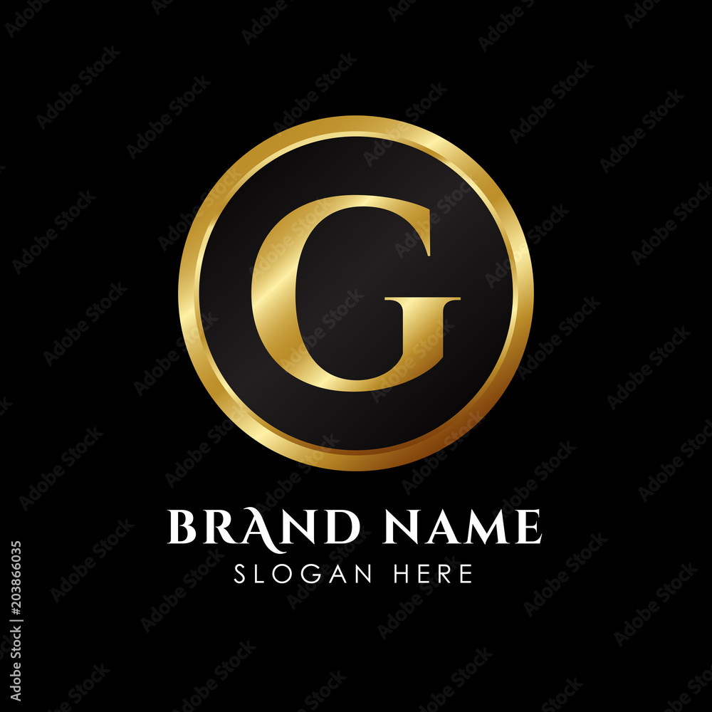 luxury letter G logo template in gold color. Royal premium logo ...