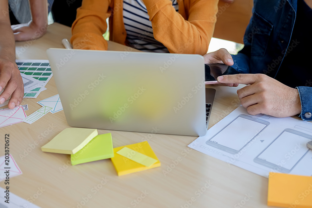 Designer drawing Web template layout development responsive branding ...