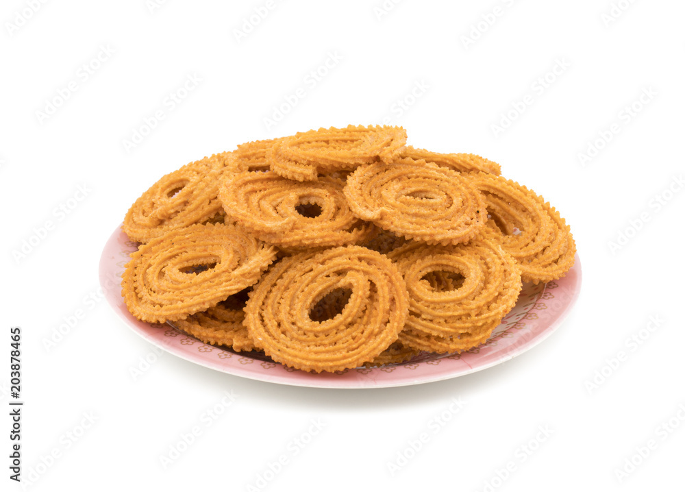 Indian Traditional Snack Chakli, a spiral shaped crisp deep fried snack ...