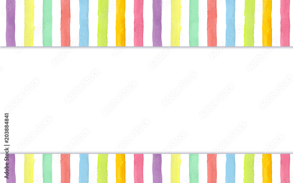Watercolor hand-painted rainbow stripes background - header & footer ...