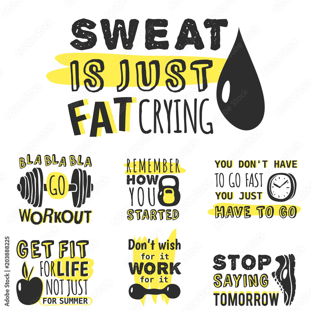 Sport motivational logo vector design hand drawn element banner gym ...