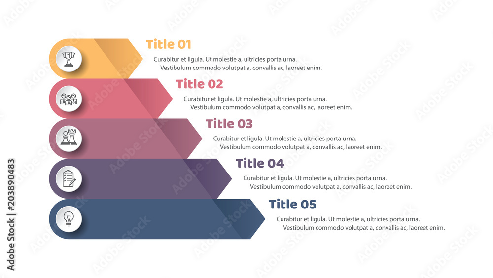 Pyramid infographic template with five elements. One from a set of ...