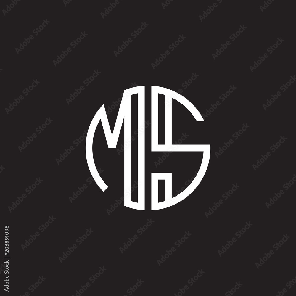 Initial letter MS, minimalist line art monogram circle shape logo ...