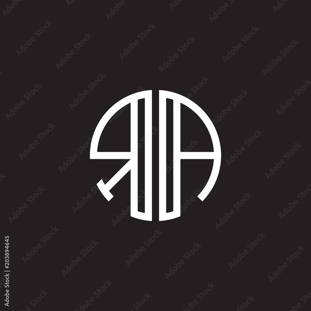 Initial letter RA, minimalist line art monogram circle shape logo ...