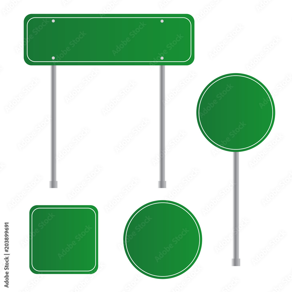 Road green traffic sign. Board sign traffic. Highway or street city ...