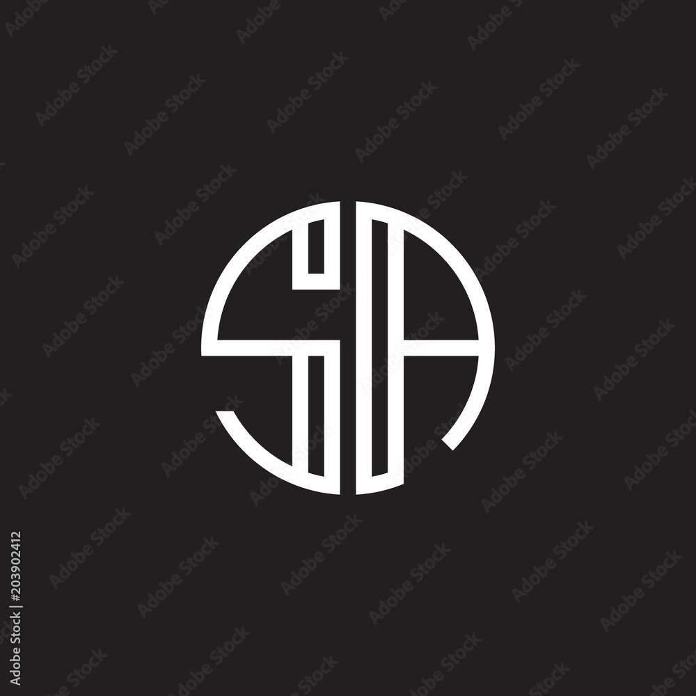 Initial letter SA, minimalist line art monogram circle shape logo ...