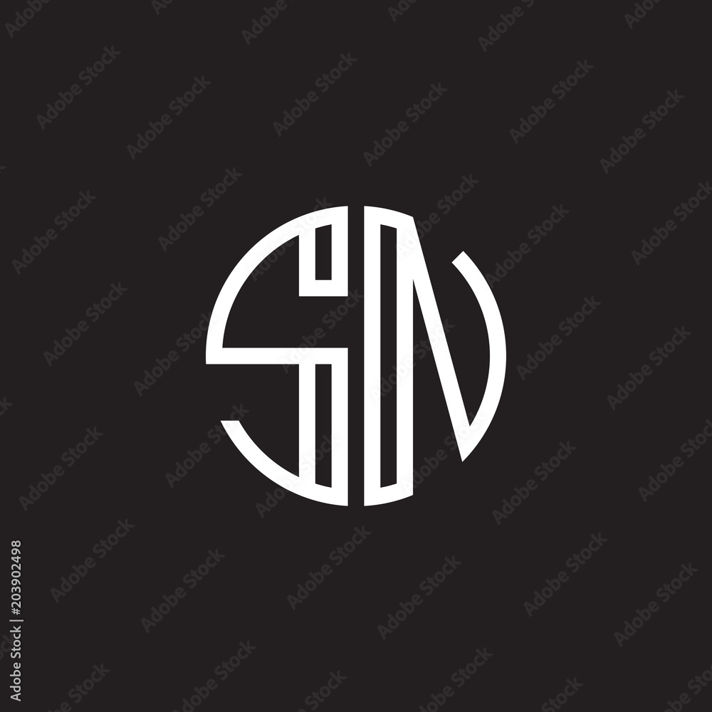 Initial letter SN, minimalist line art monogram circle shape logo ...