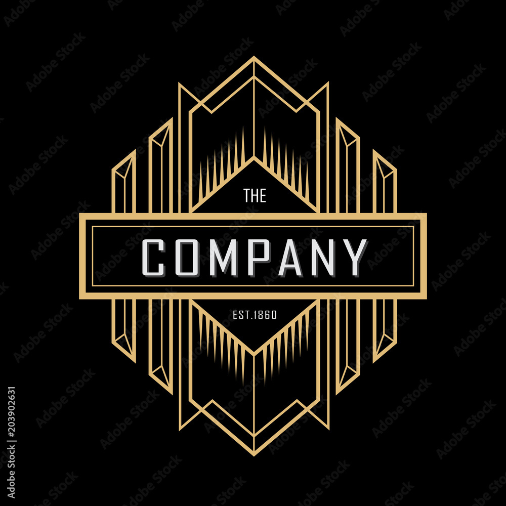art deco vintage badge retro logo design vector illustration Stock ...