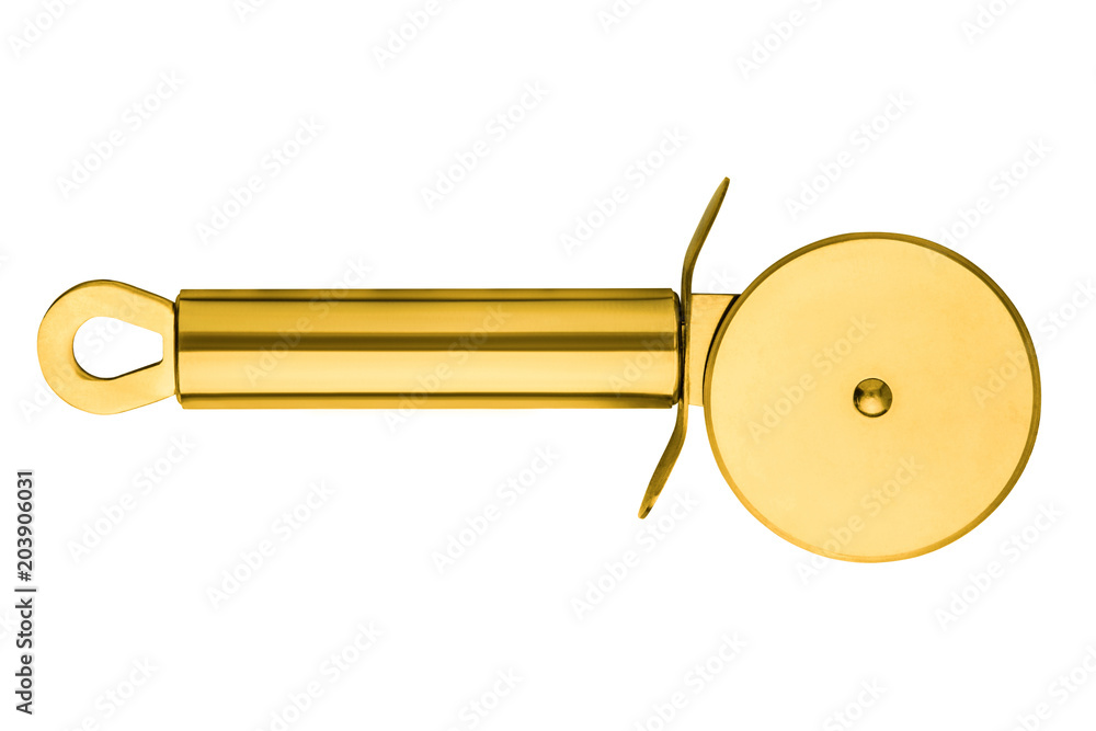 gold cutter for pizza isolated on white background Stock Photo | Adobe ...