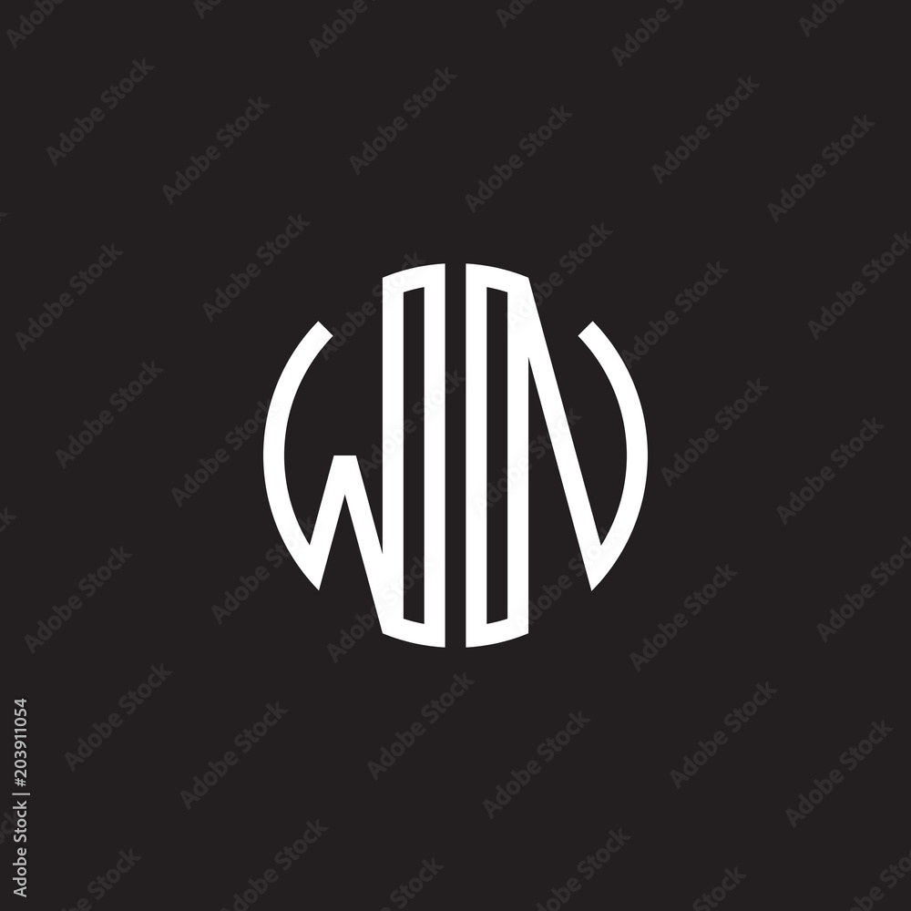 Initial letter WN, minimalist line art monogram circle shape logo ...