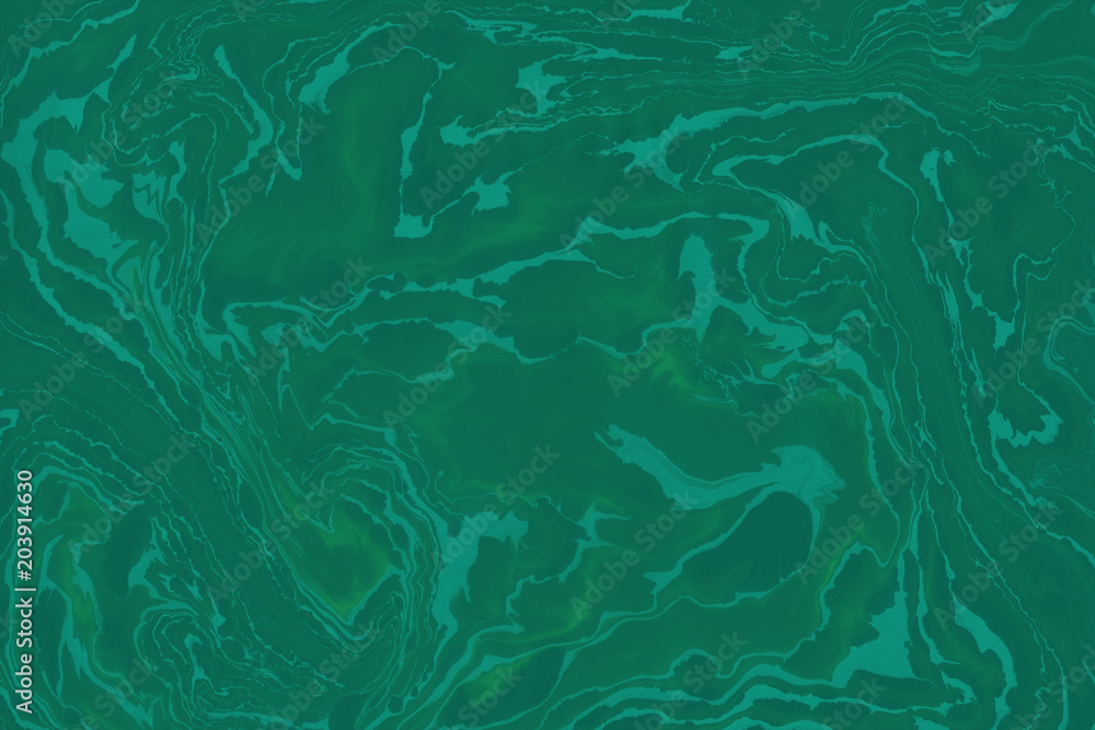Suminagashi marble texture hand painted with teal ink. Digital paper ...