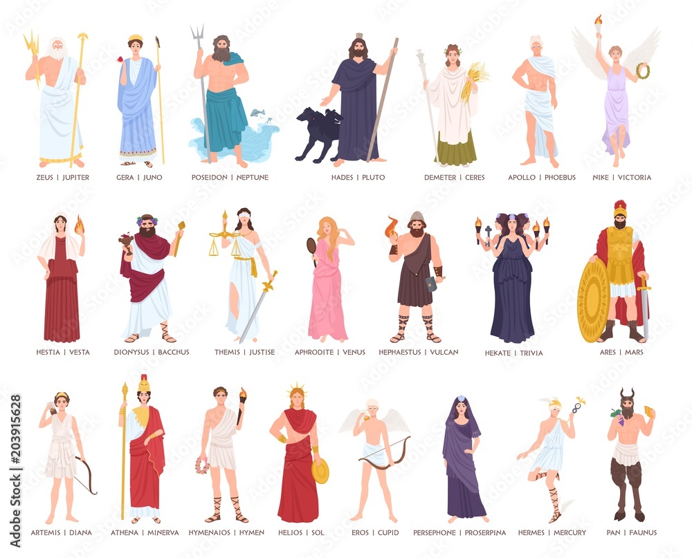 Fototapeta Collection of Olympic gods and goddesses from Greek and ... Fototapeta Collection of Olympic gods and goddesses from Greek and ...