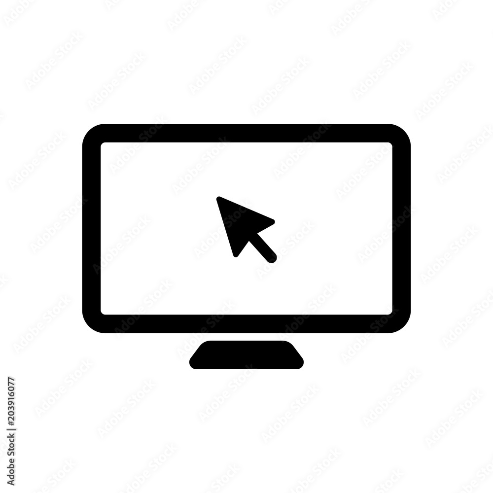 Desktop computer and mouse arrow. Simple digital icon Stock Vector ...