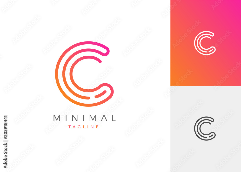Minimal Line Letter Initial C Logo Design Template. Vector Logo ...