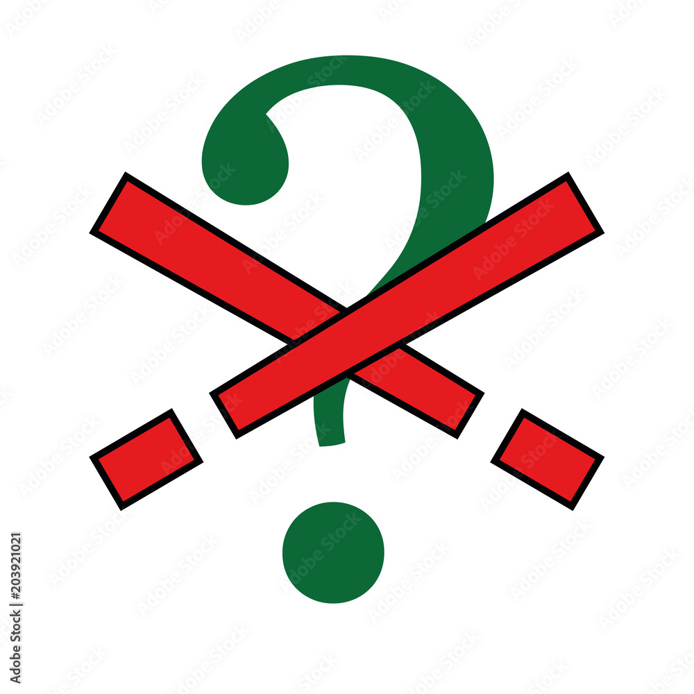 Vector illustration of question mark crossed out by 2 exclamation ...