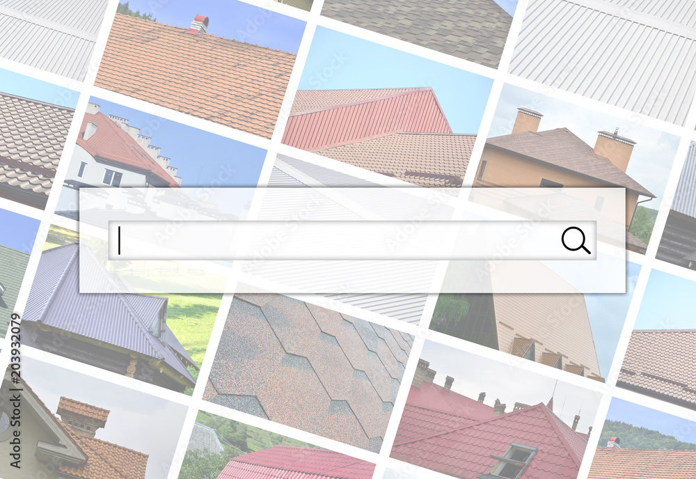 Visualization of the search bar on the background of a collage of many ...