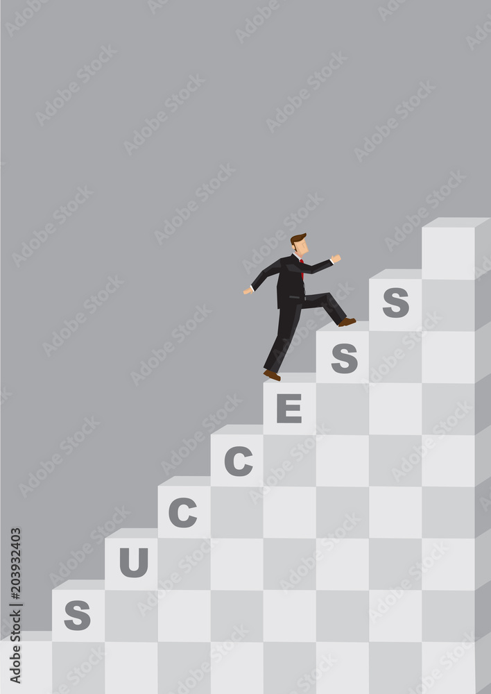 Steps to Success Cartoon Vector Illustration Stock Vector | Adobe Stock
