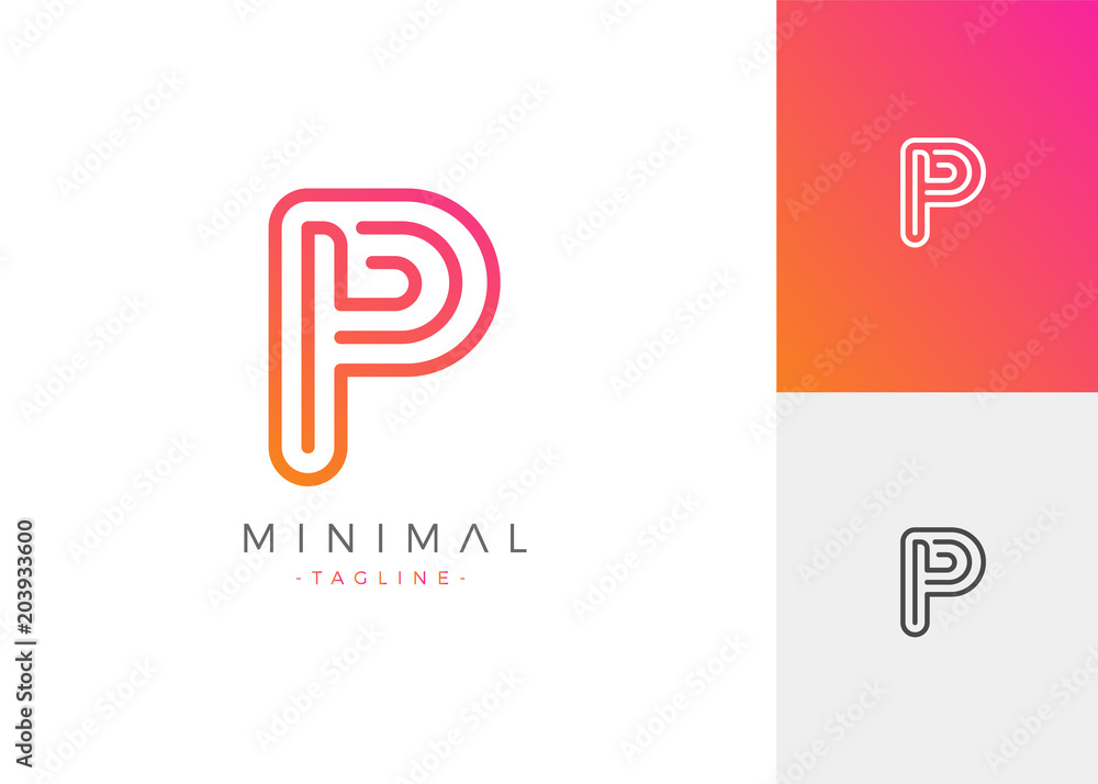 Minimal Line Letter Initial P Logo Design Template. Vector Logo ...