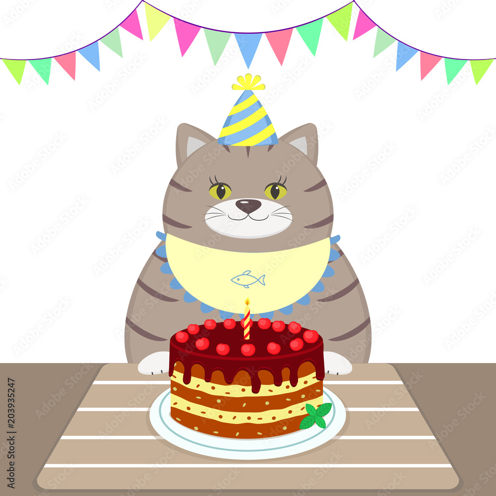 Cartoon Fat Cat Eating