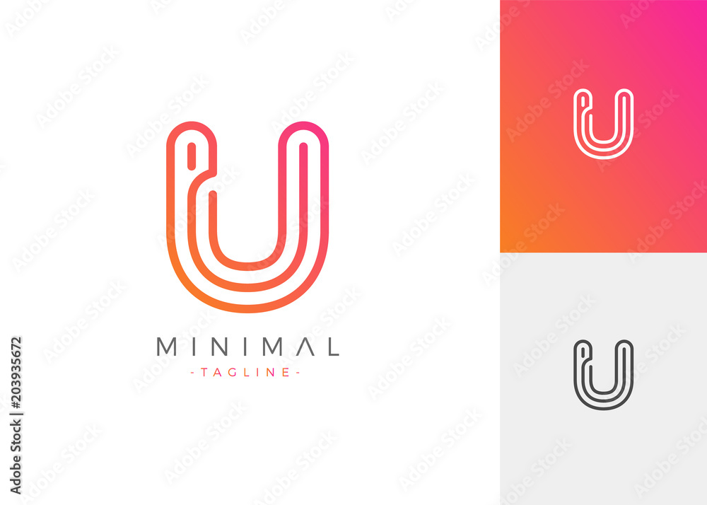 Minimal Line Letter Initial U Logo Design Template. Vector Logo ...