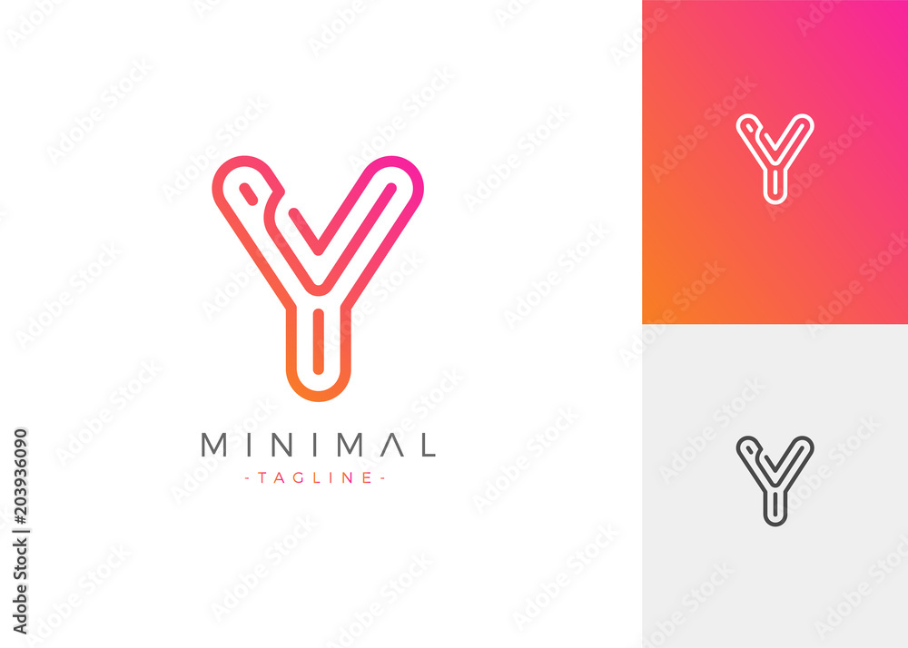 Minimal Line Letter Initial Y Logo Design Template. Vector Logo ...