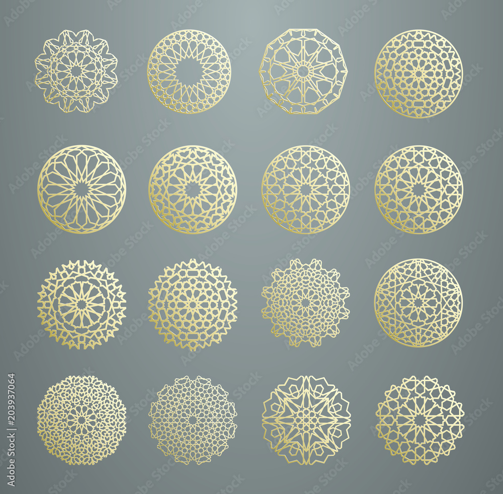 Islamic ornament vector , persian motiff . 3d ramadan islamic round ...