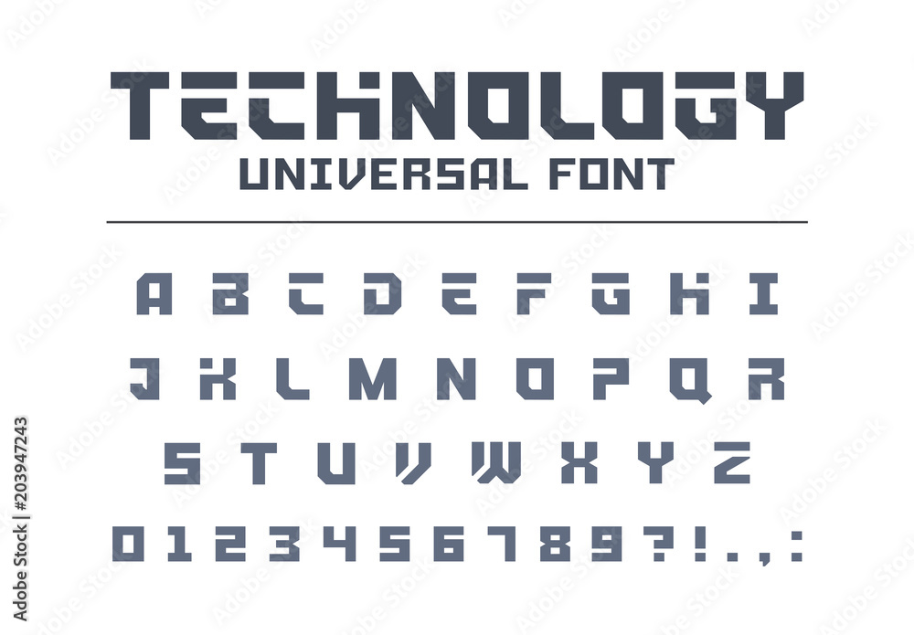 Technology universal font type. Strong, sport, futuristic, future ...