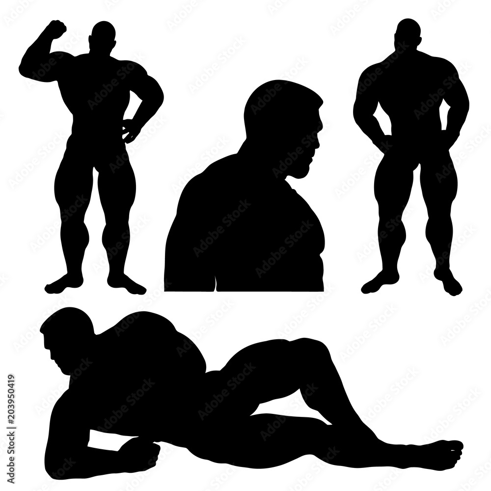 Strong giant silhouette set isolated on white Stock Vector | Adobe Stock