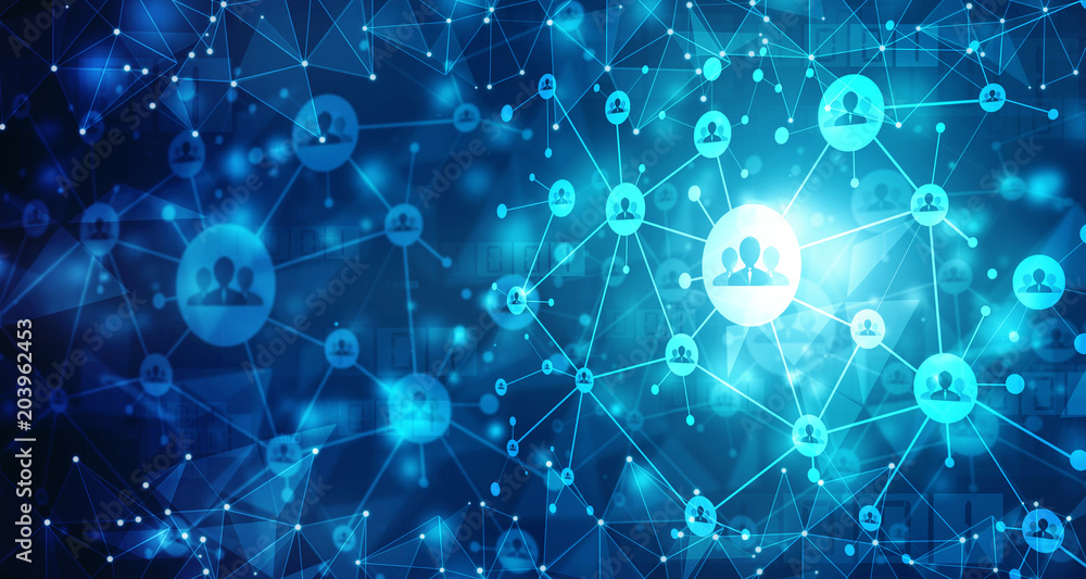 2d illustration Business Network, Background conceptual image with ...