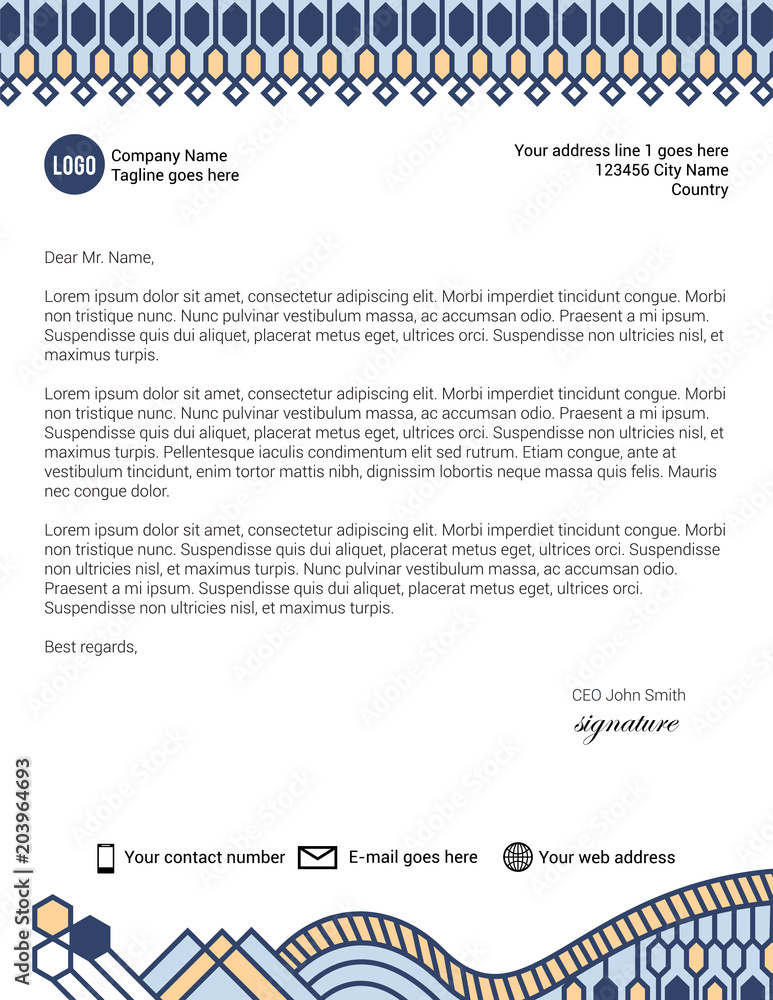 Islamic arabian art style letterhead template Stock Vector | Adobe Stock