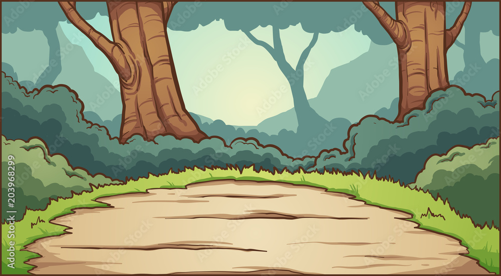 Forest clearing background. Vector clip art illustration with simple ...