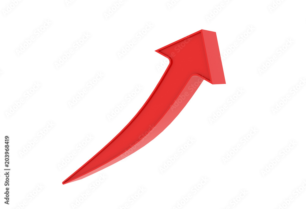 Red arrow going up isolated on white background in success business ...