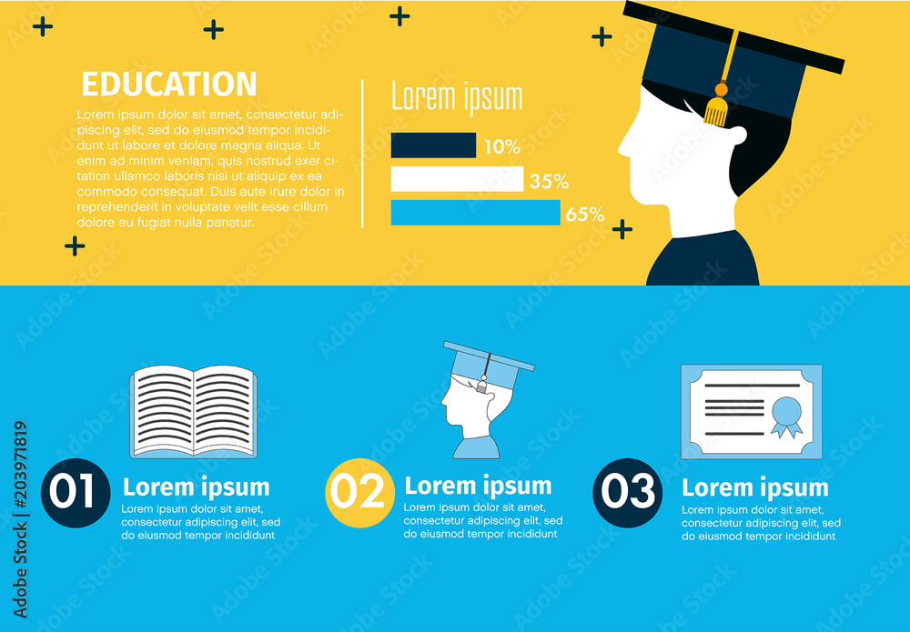 Blue and Yellow Education Infographic Elements Layout Template Stock ...