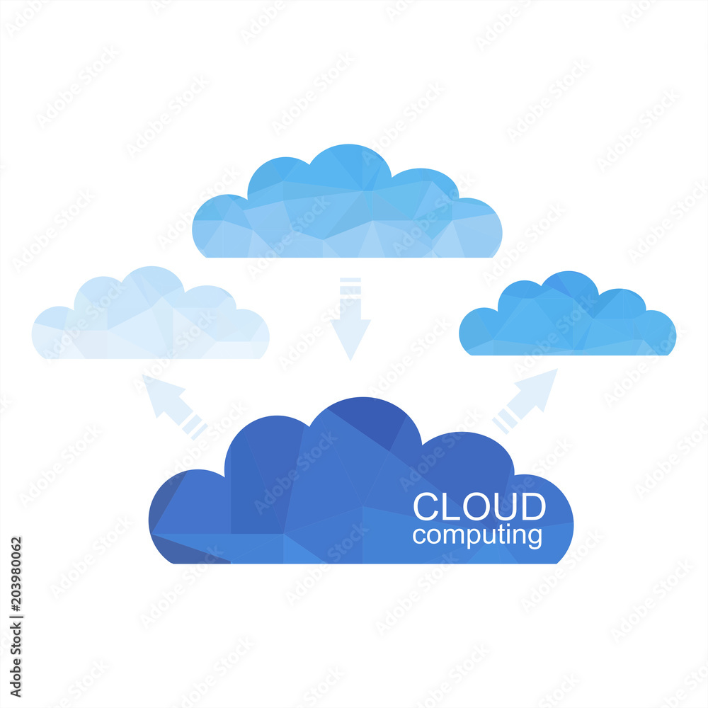 Cloud Computing Design Concept with Polygon. Technology Background ...