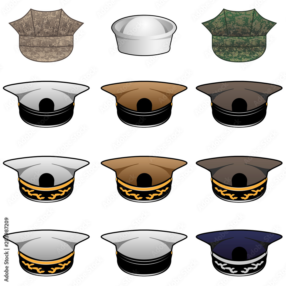 Military Hats Vector Illustration Stock Vector | Adobe Stock