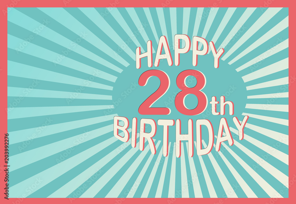 Happy 28th Birthday in cartoon style Stock Illustration | Adobe Stock