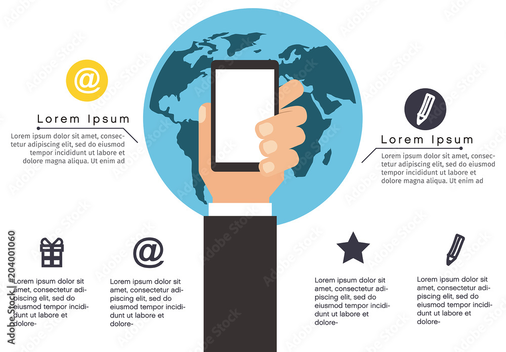 Illustrated Global Smartphone Infographic Stock Template | Adobe Stock