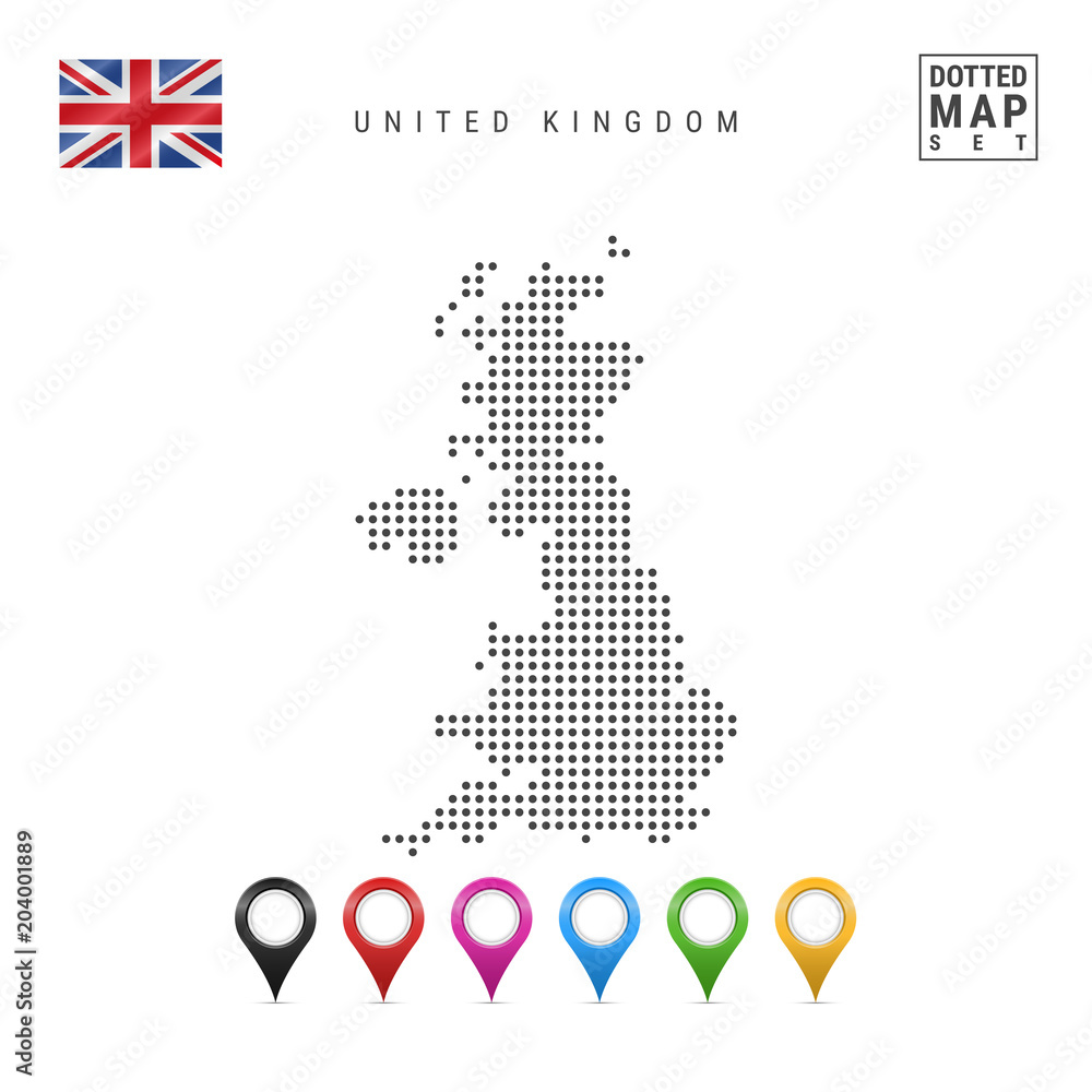 Vector Dotted Map of United Kingdom. Simple Silhouette of the UK ...