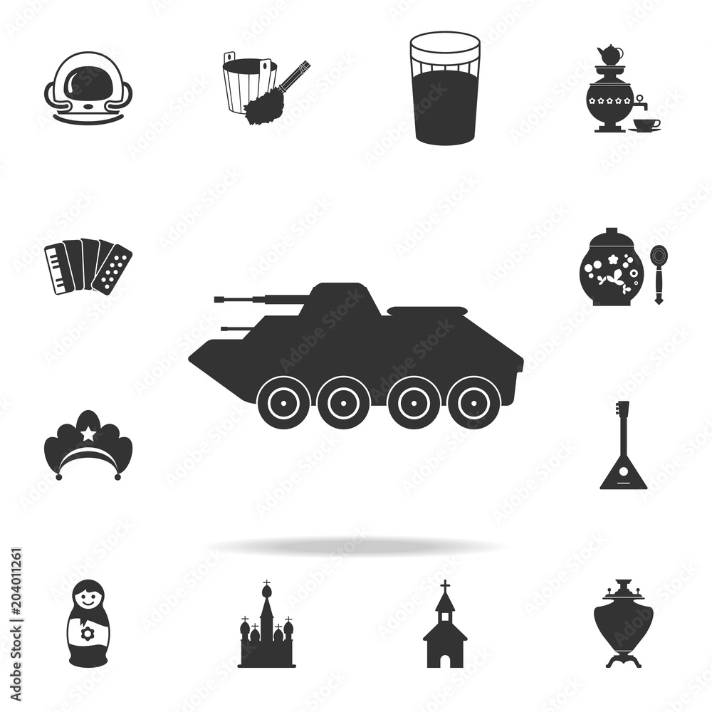 military armored vehicles icon. Detailed set of Russian culture icons ...