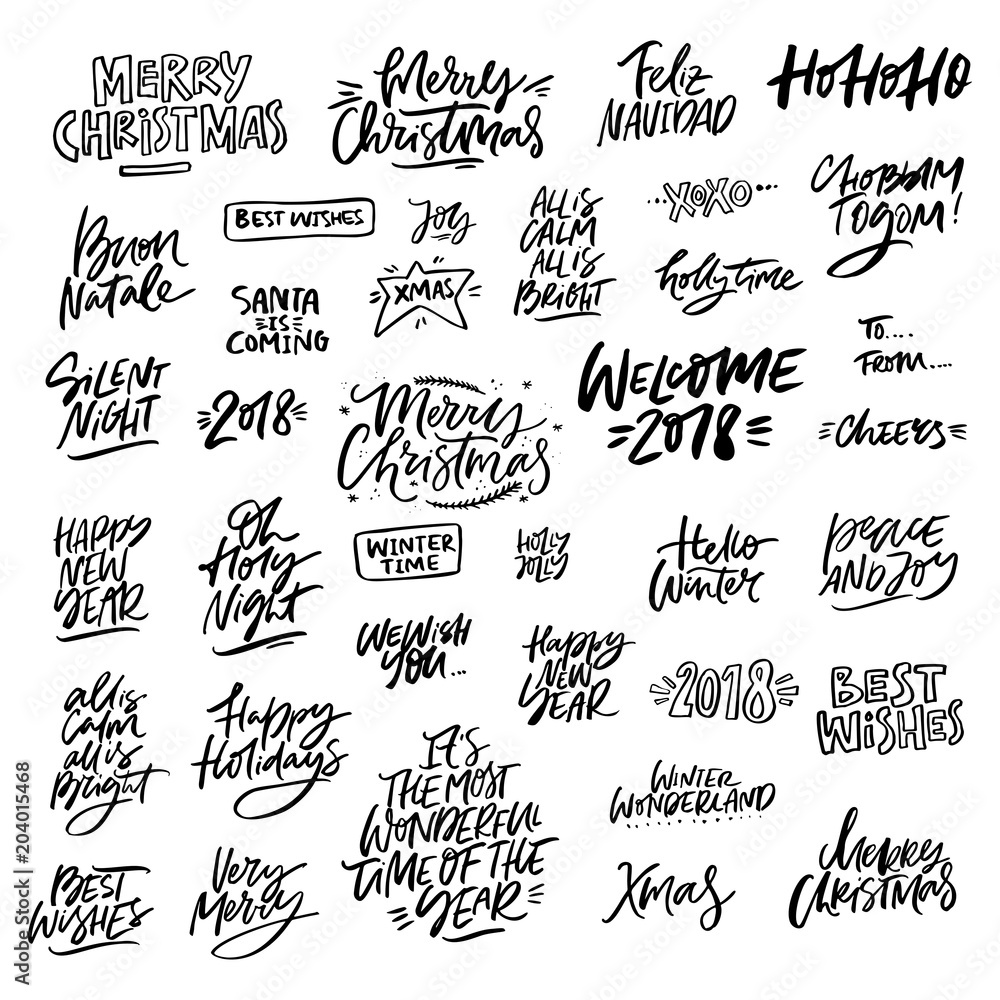 Christmas Lettering Set Stock Vector | Adobe Stock